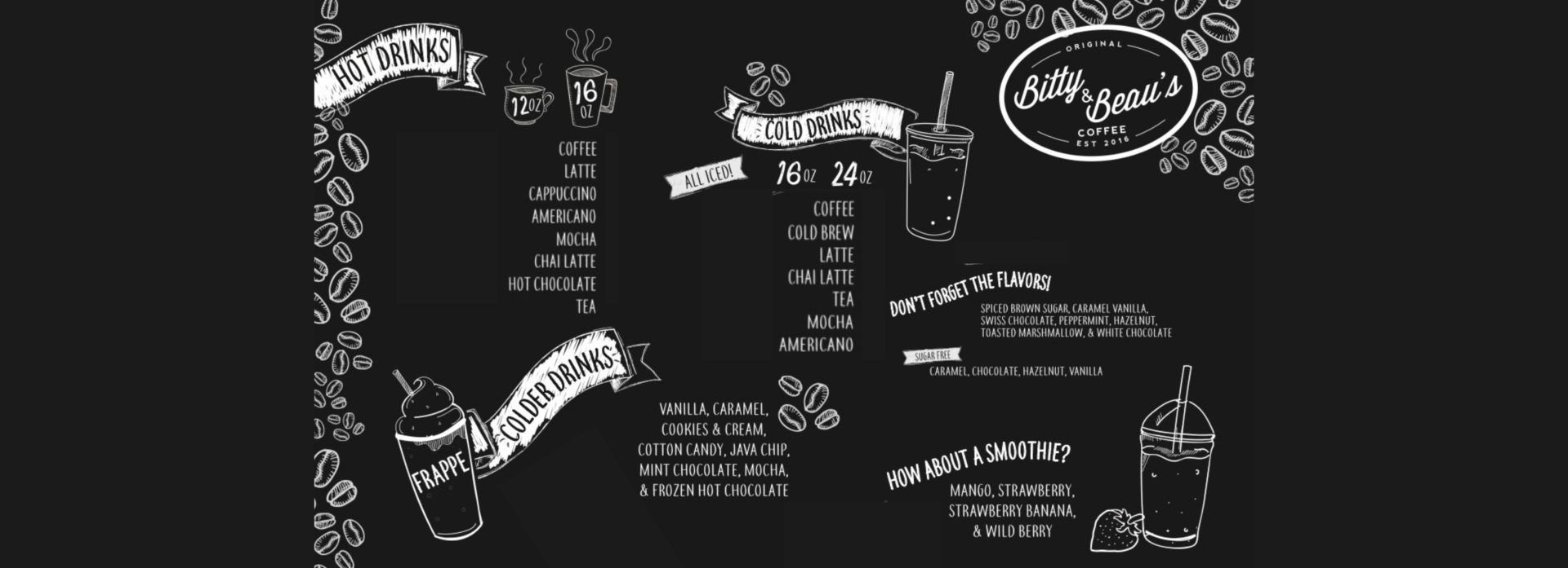 Menu | Bitty & Beau's Coffee
